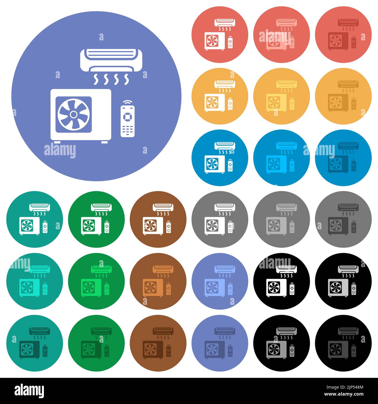 Air conditioning system multi colored flat icons on round backgrounds ...