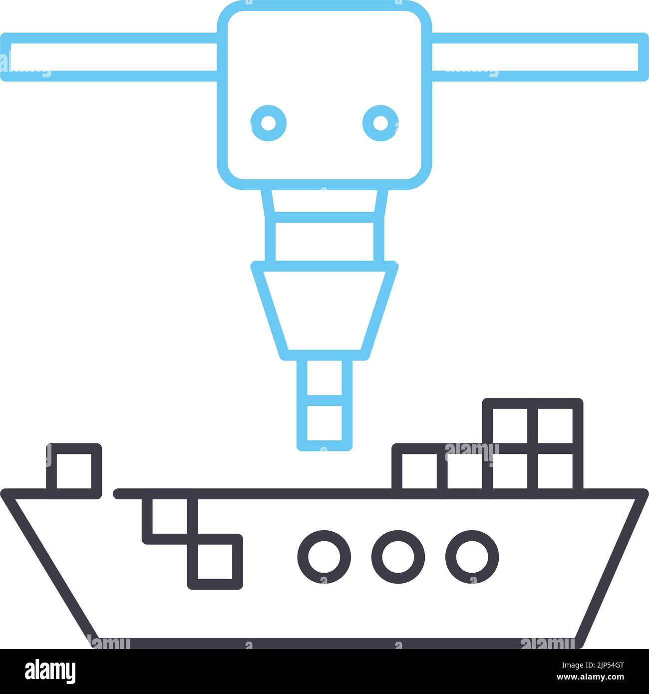 d printing line icon, outline symbol, vector illustration, concept sign ...