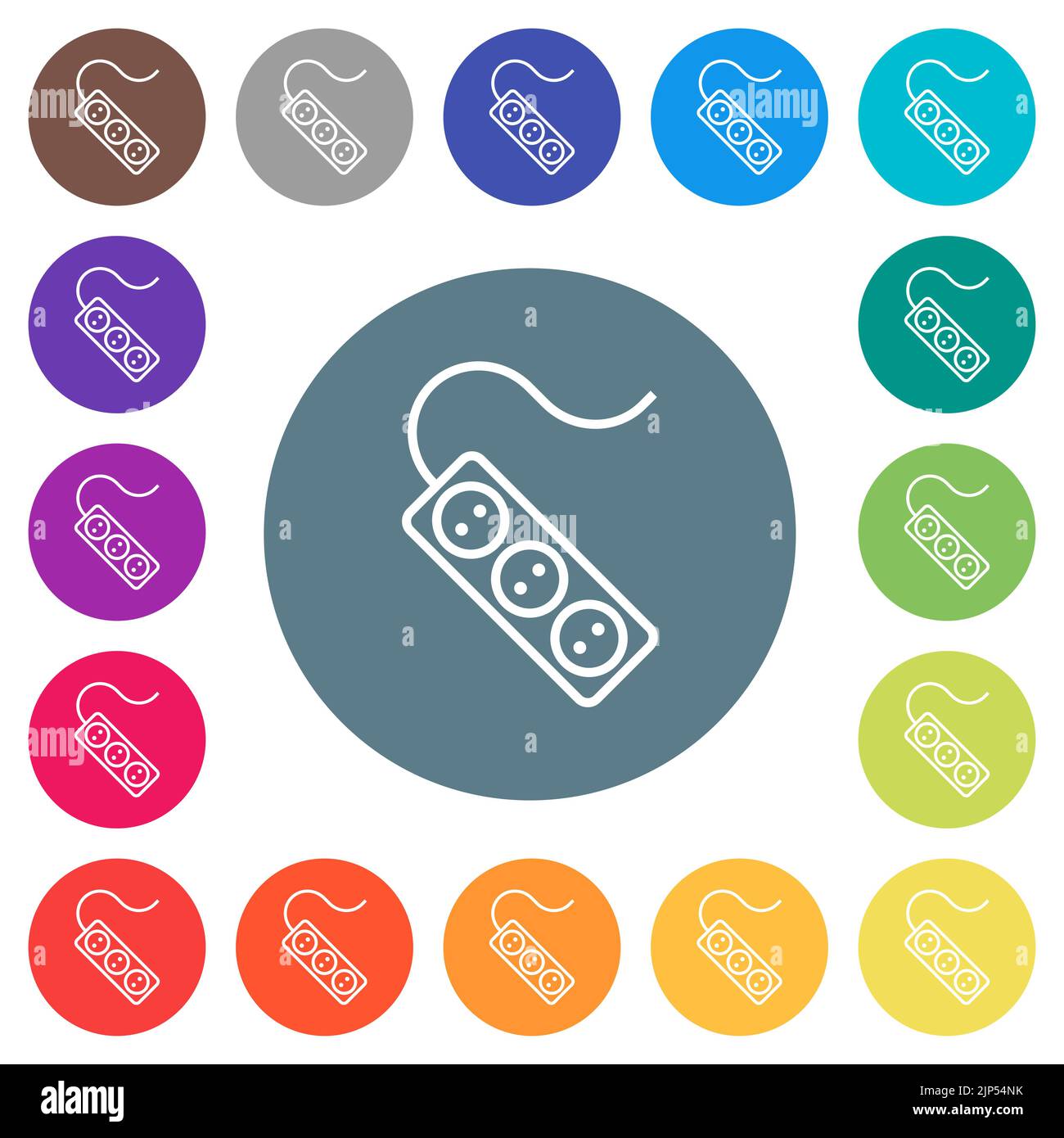 Portable electrical outlet with three sockets and cord outline flat ...