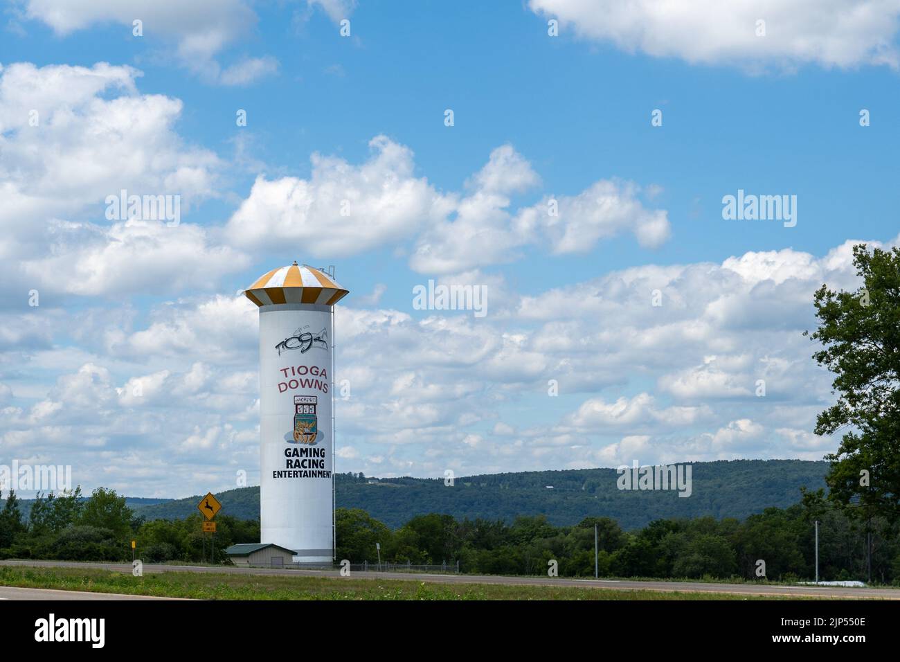 Nichols, NY - Aug. 1, 2022: Silo with signage for the Tioga Downs ...
