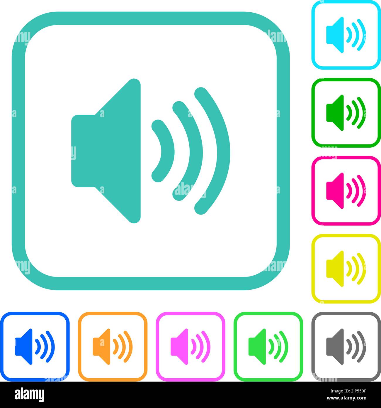 Volume solid vivid colored flat icons in curved borders on white ...