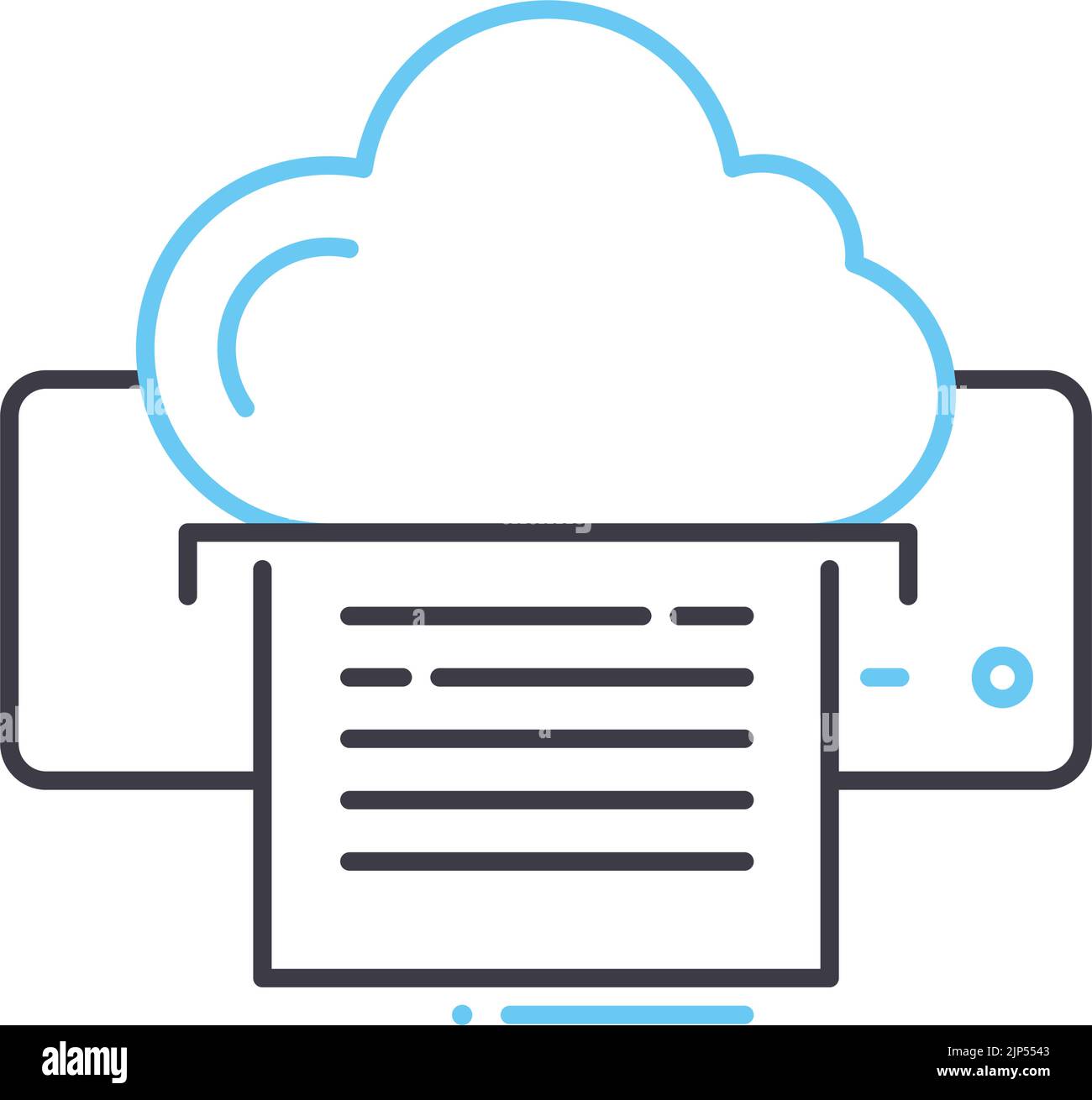 cloud print line icon, outline symbol, vector illustration, concept ...