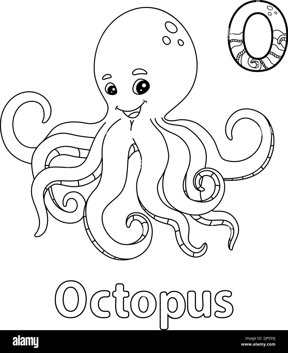 Octopus Alphabet ABC Coloring Page O Stock Vector Image & Art - Alamy