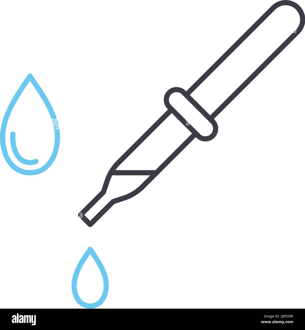 dropper with sample line icon, outline symbol, vector illustration ...