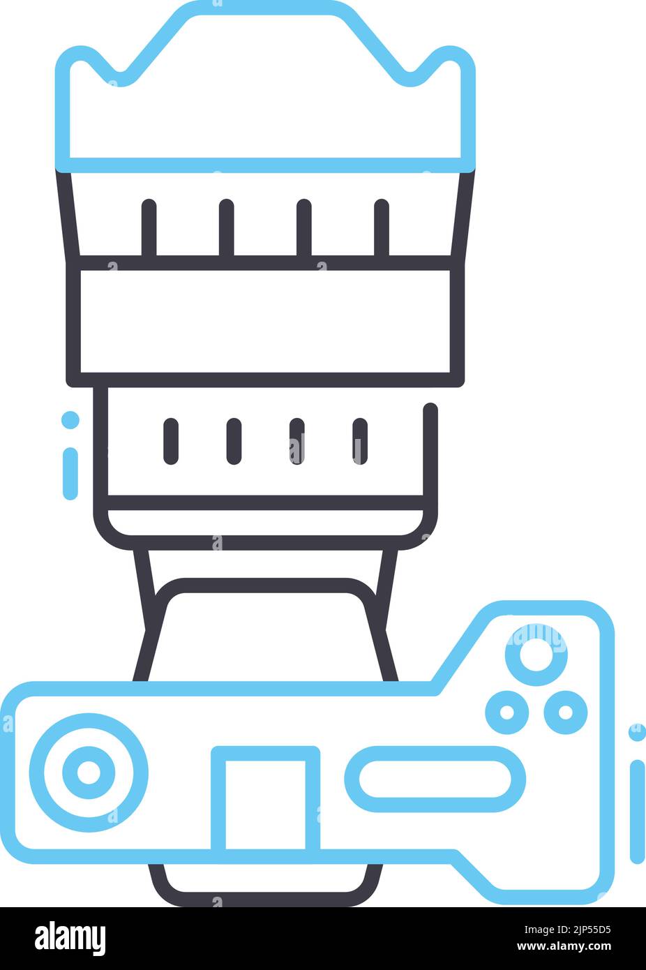 camera top view line icon, outline symbol, vector illustration, concept ...