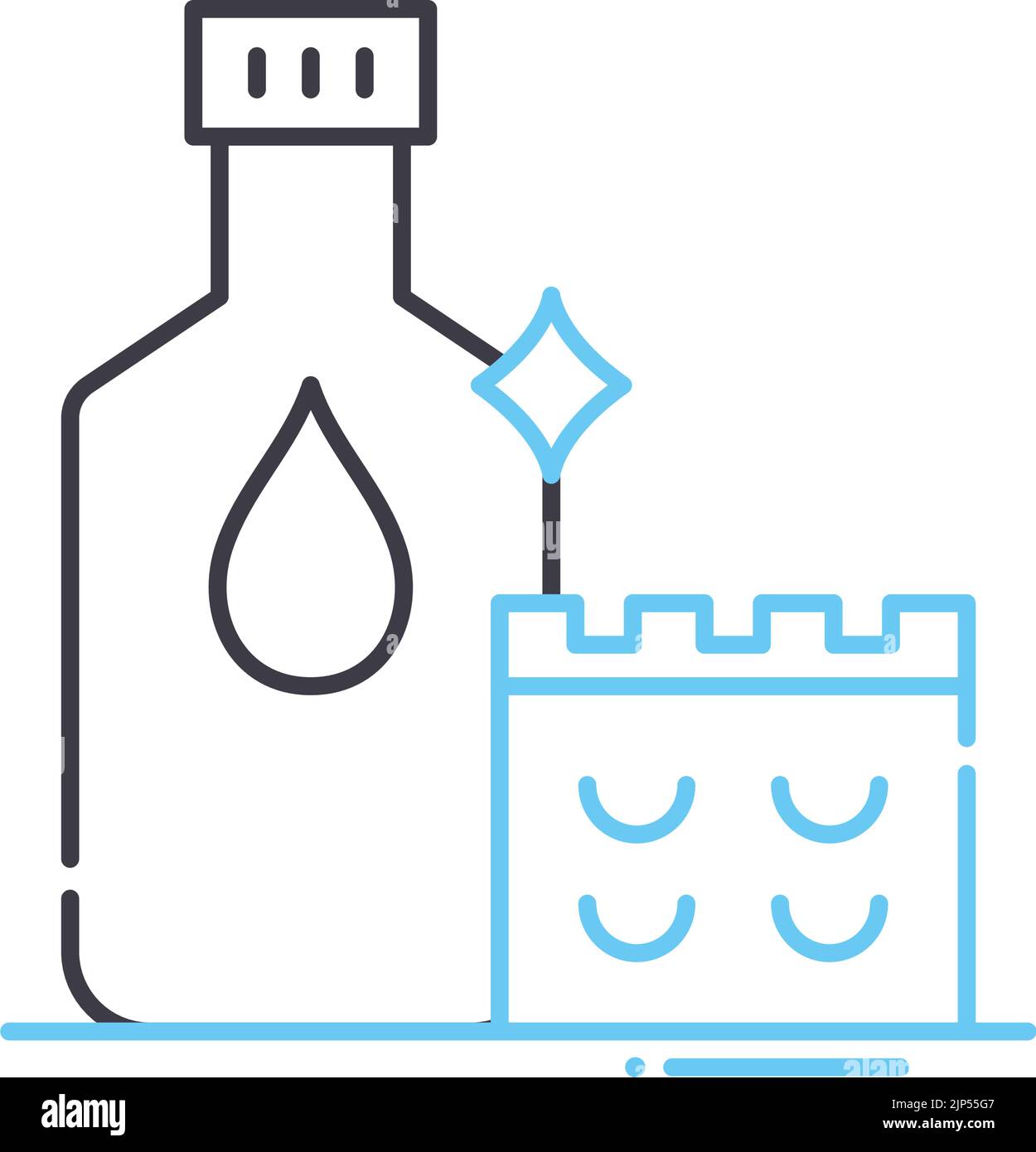 cleaning liquid line icon, outline symbol, vector illustration, concept ...