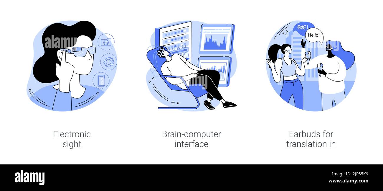Human abilities augmentation isolated cartoon vector illustrations se ...