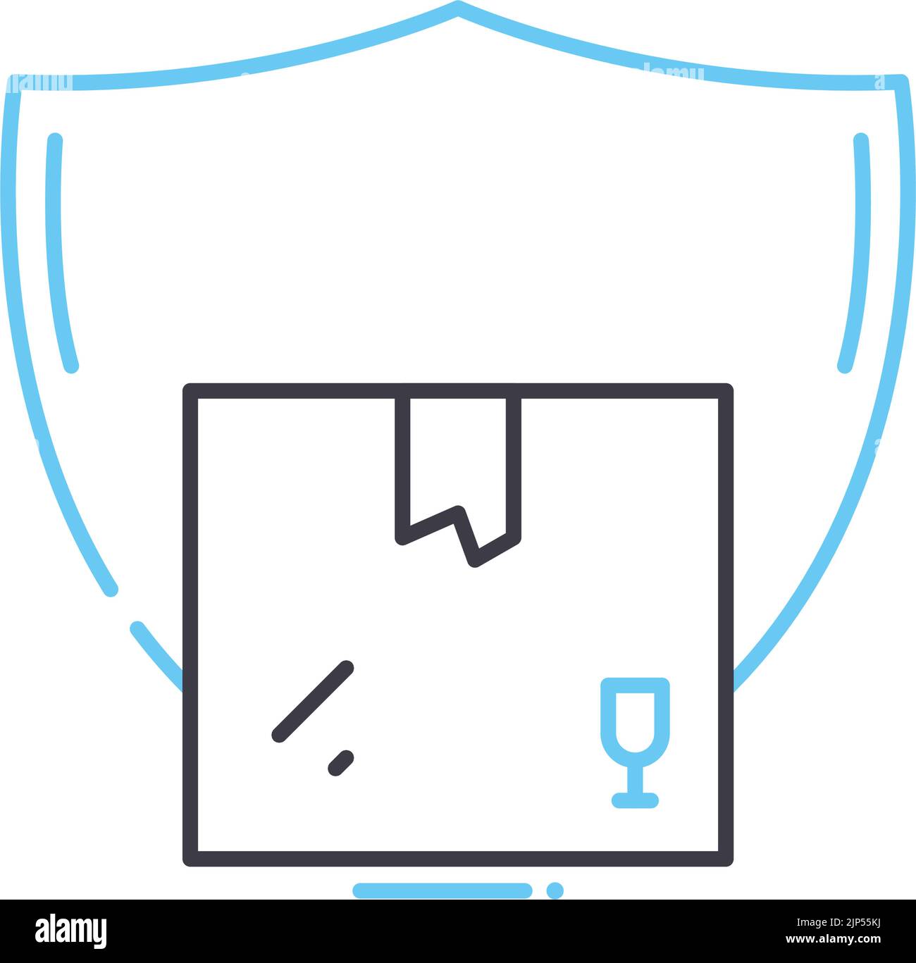 cargo protection line icon, outline symbol, vector illustration ...