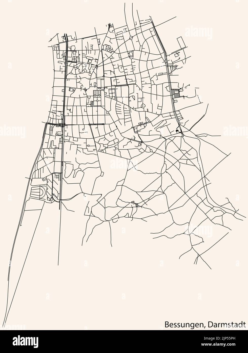Street roads map of the BESSUNGEN DISTRICT, DARMSTADT Stock Vector ...