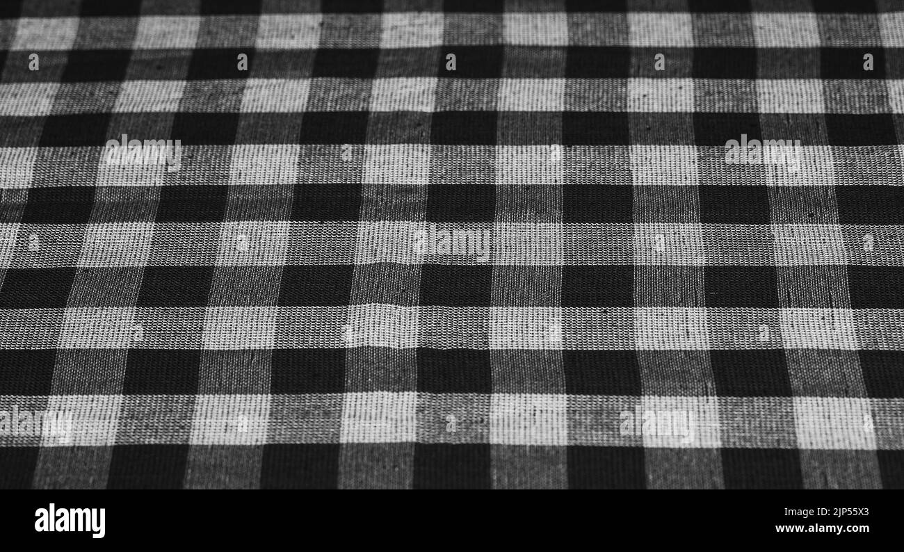 Textile background with checkered tablecloth, top view. Texture of ...