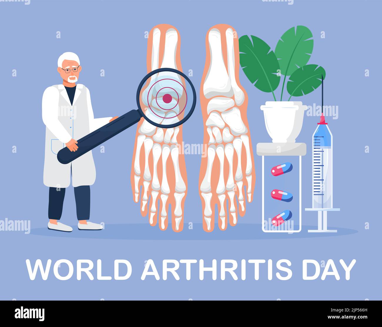 World arthritis day in October concept vector. Doctor treat rheumatism ...