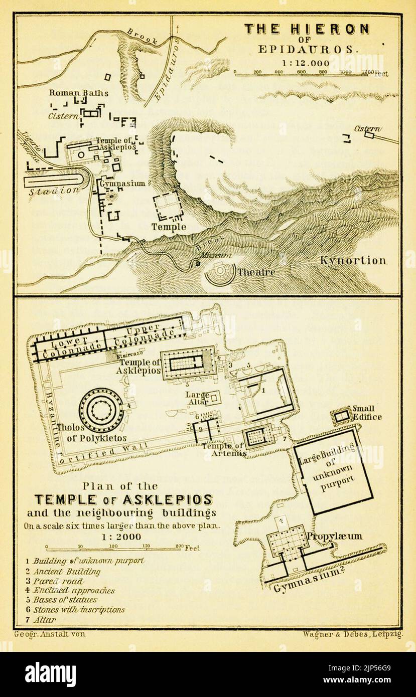 The Hieron of Epidauros Plan of the Temple of Asklepios and the ...