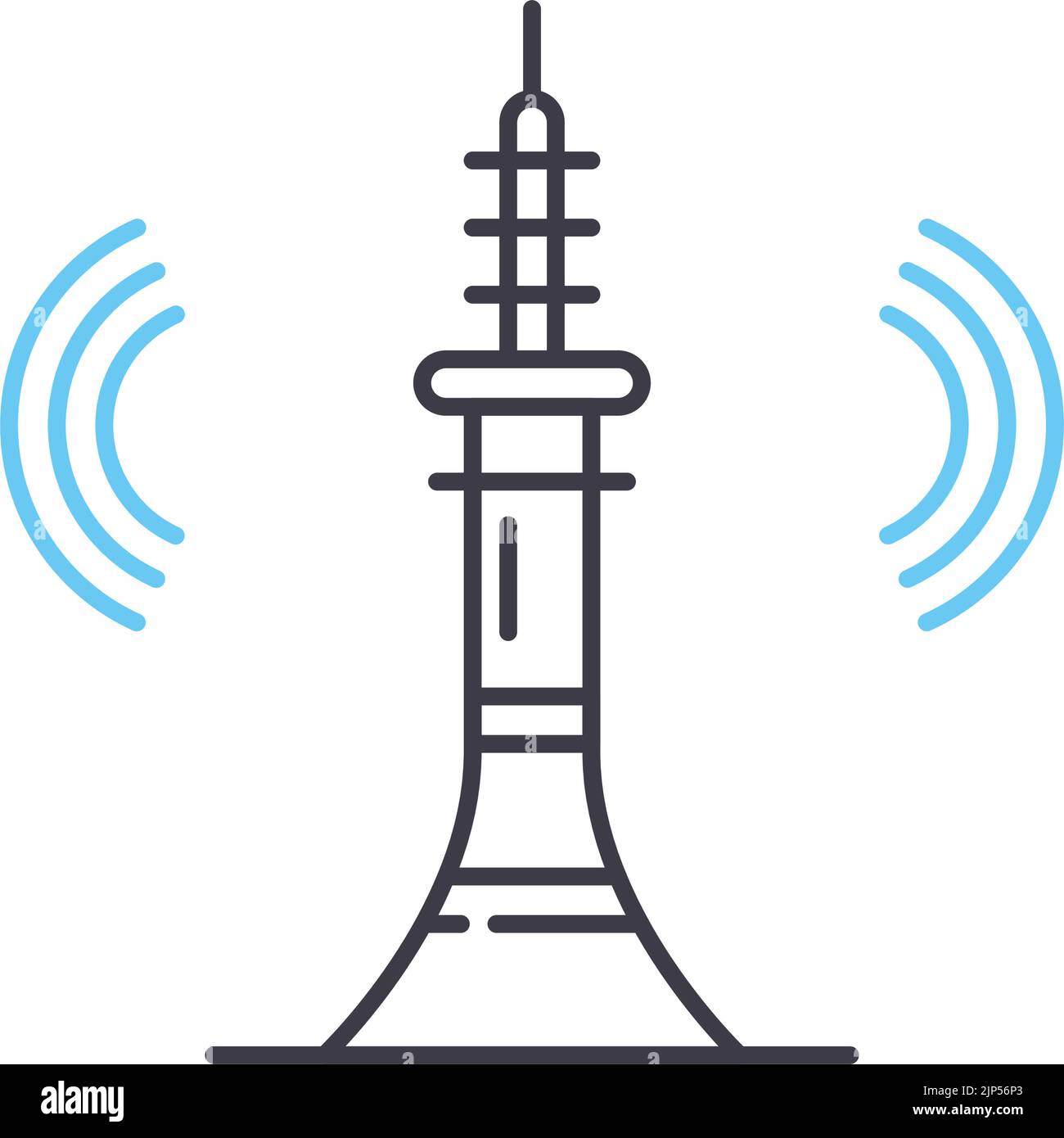 communication tower line icon, outline symbol, vector illustration ...