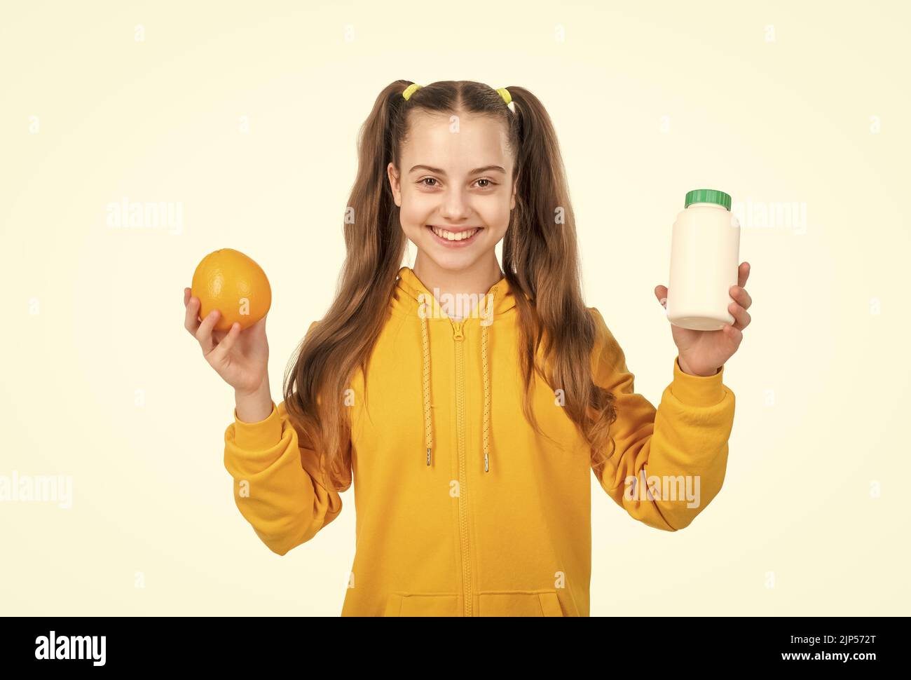 my choice. child with orange flavored pill. effervescent tablet for ...