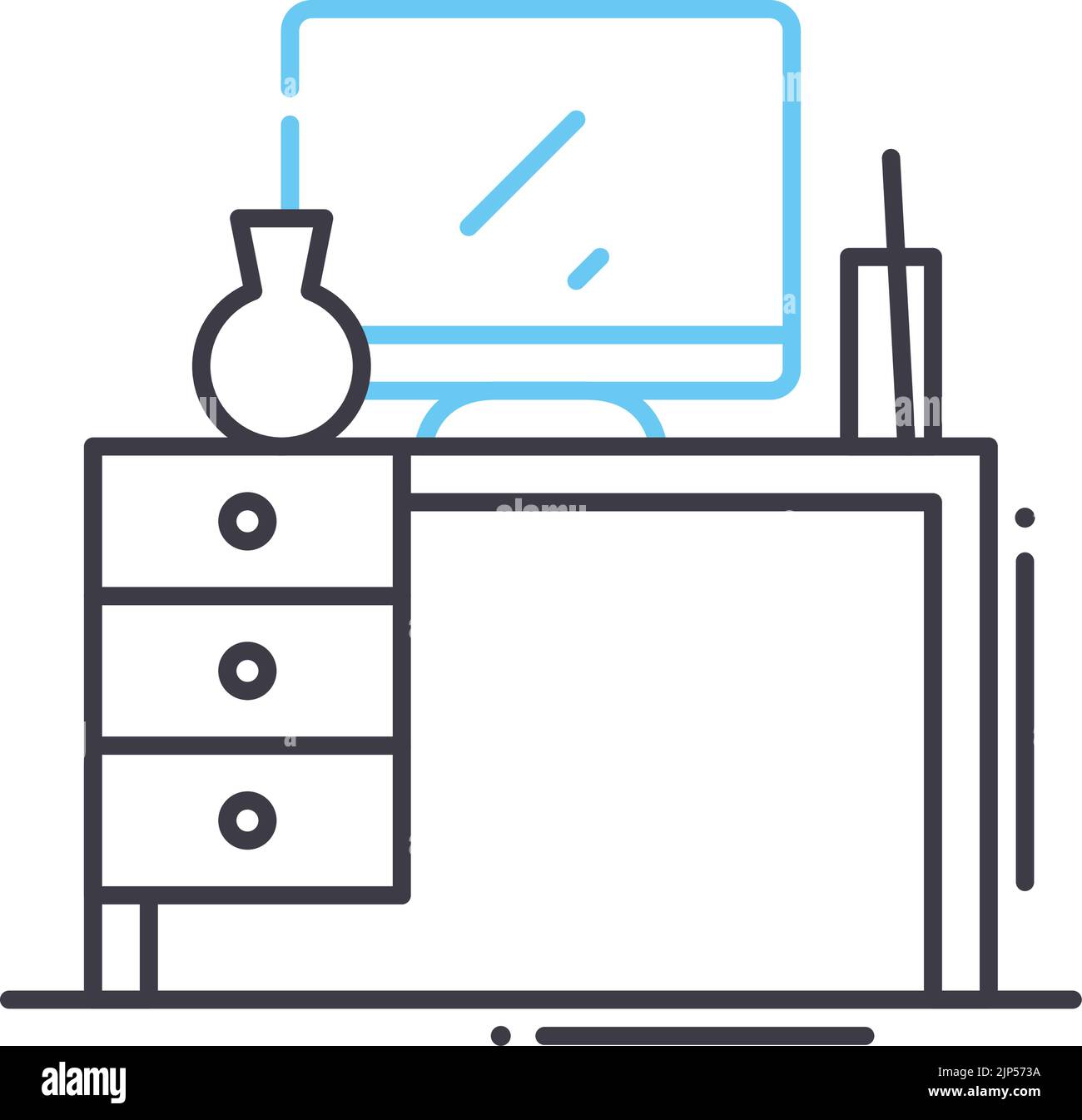 desk line icon, outline symbol, vector illustration, concept sign Stock ...