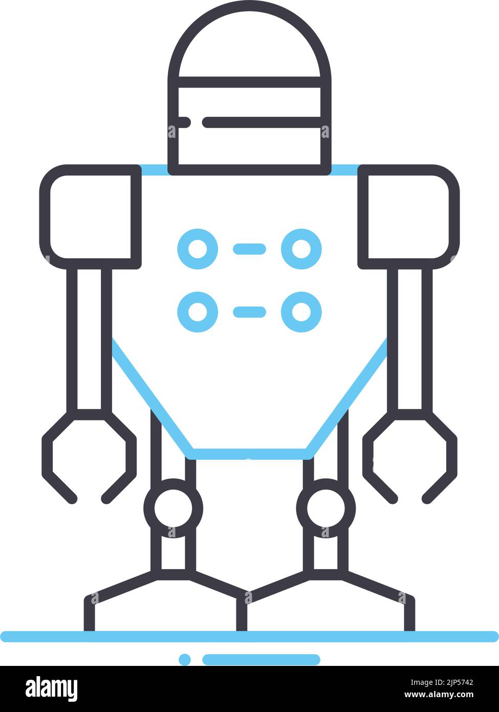 cyborg robot line icon, outline symbol, vector illustration, concept ...
