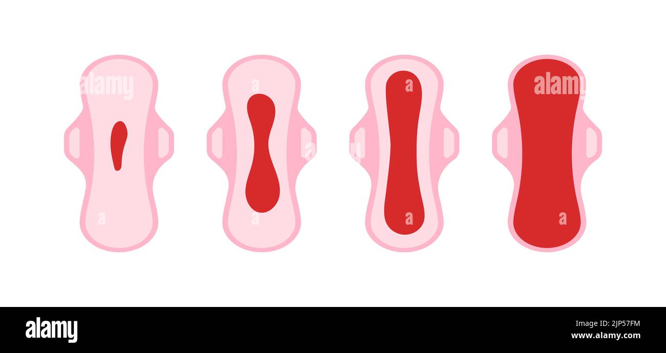 Vaginal postpartum bleeding - lochia on sanitary pad set Stock Vector ...