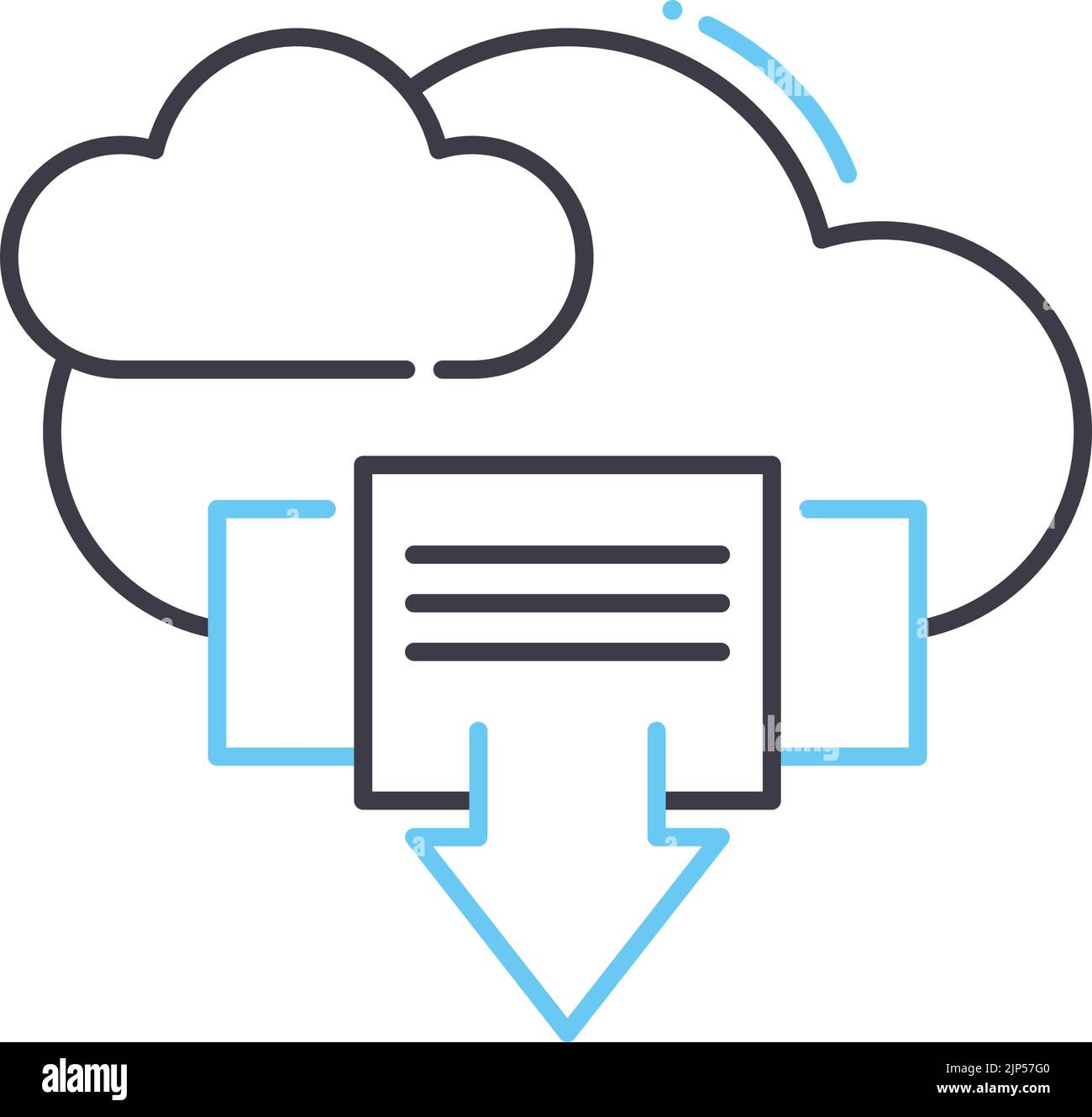 Cloud Download Process Line Icon Outline Symbol Vector Illustration Concept Sign Stock Vector
