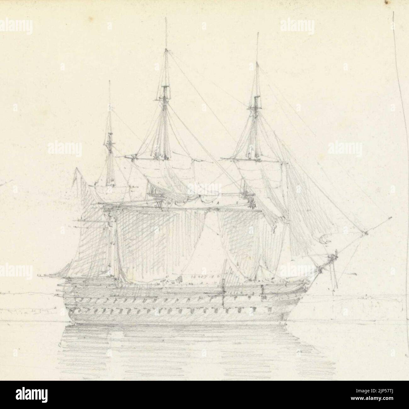 The HMS 'Sans Pareil' in Besika Bay, 3 October 1853 (cropped Stock ...