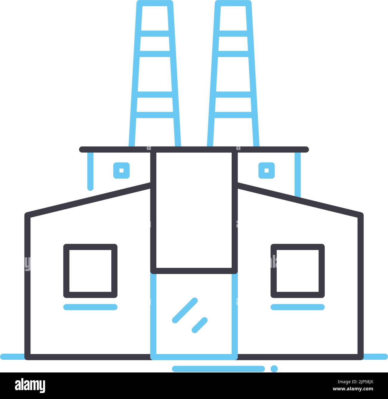 factory line icon, outline symbol, vector illustration, concept sign ...