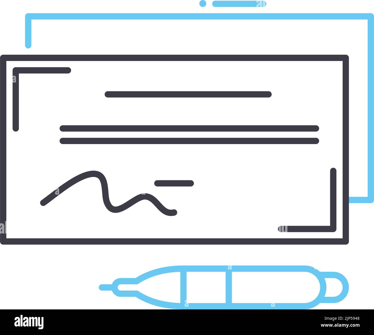 cheque payment line icon, outline symbol, vector illustration, concept ... cheque payment line icon, outline symbol, vector illustration, concept ...
