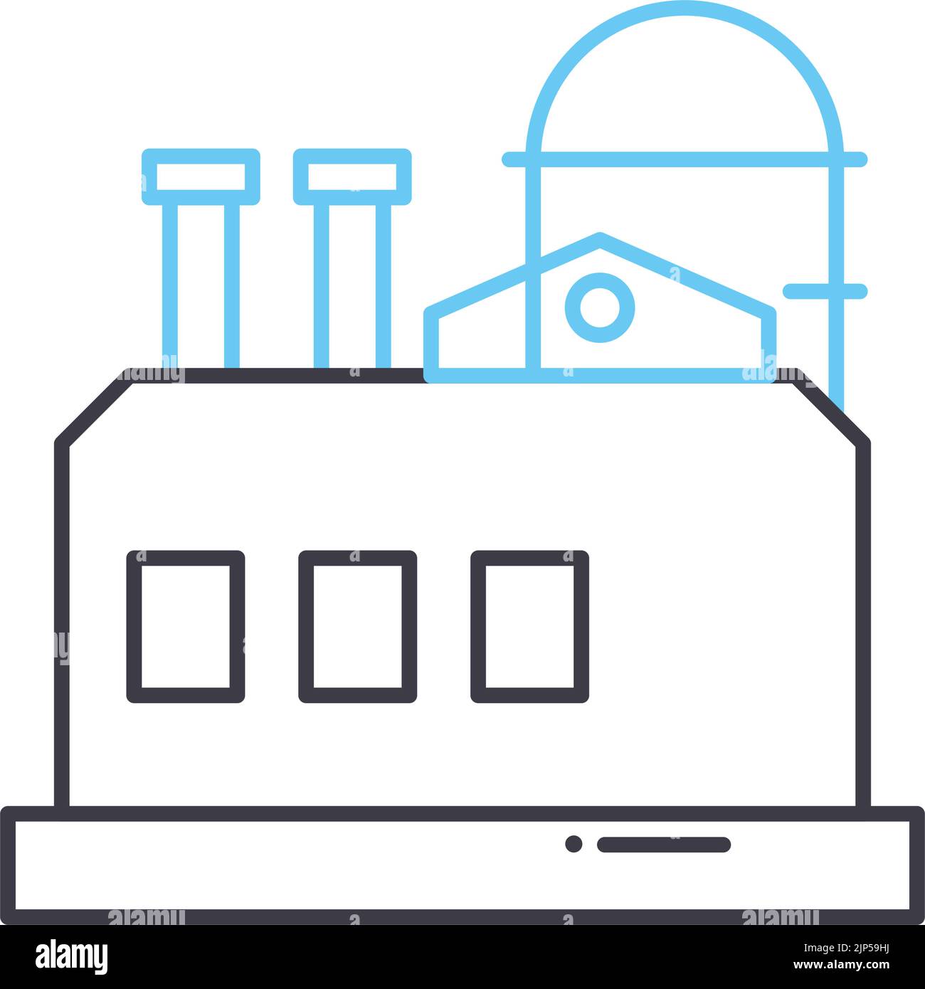 factory production line icon, outline symbol, vector illustration ...