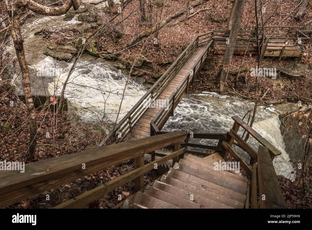 Bridge at Little Clifty Waterfall - Madison - Indiana Stock Photo - Alamy