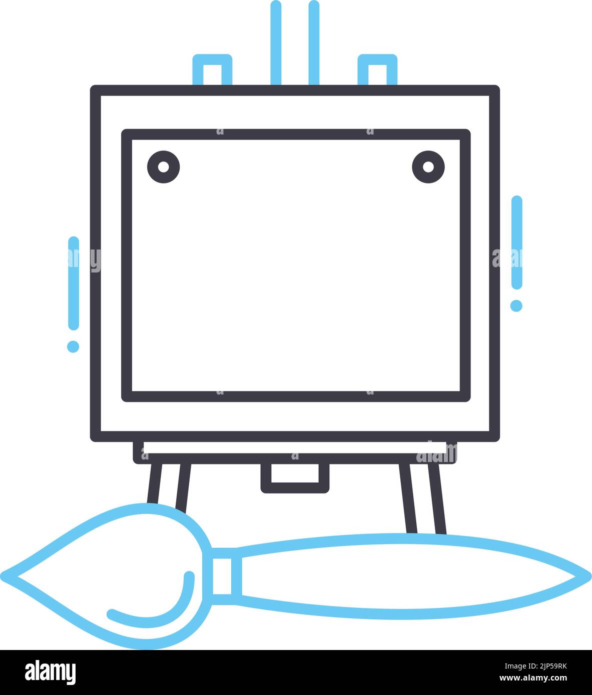 drawing board line icon, outline symbol, vector illustration, concept ...