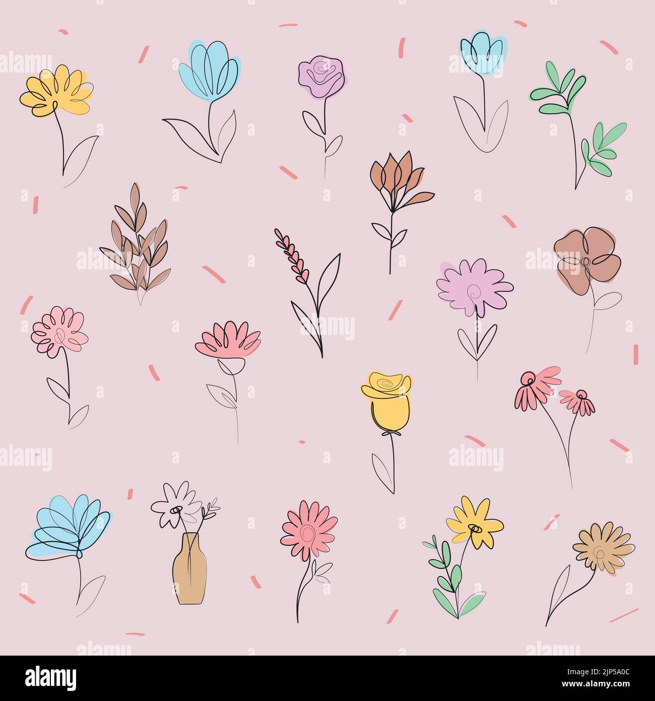 One line flowers continuous Stock Vector Images - Alamy