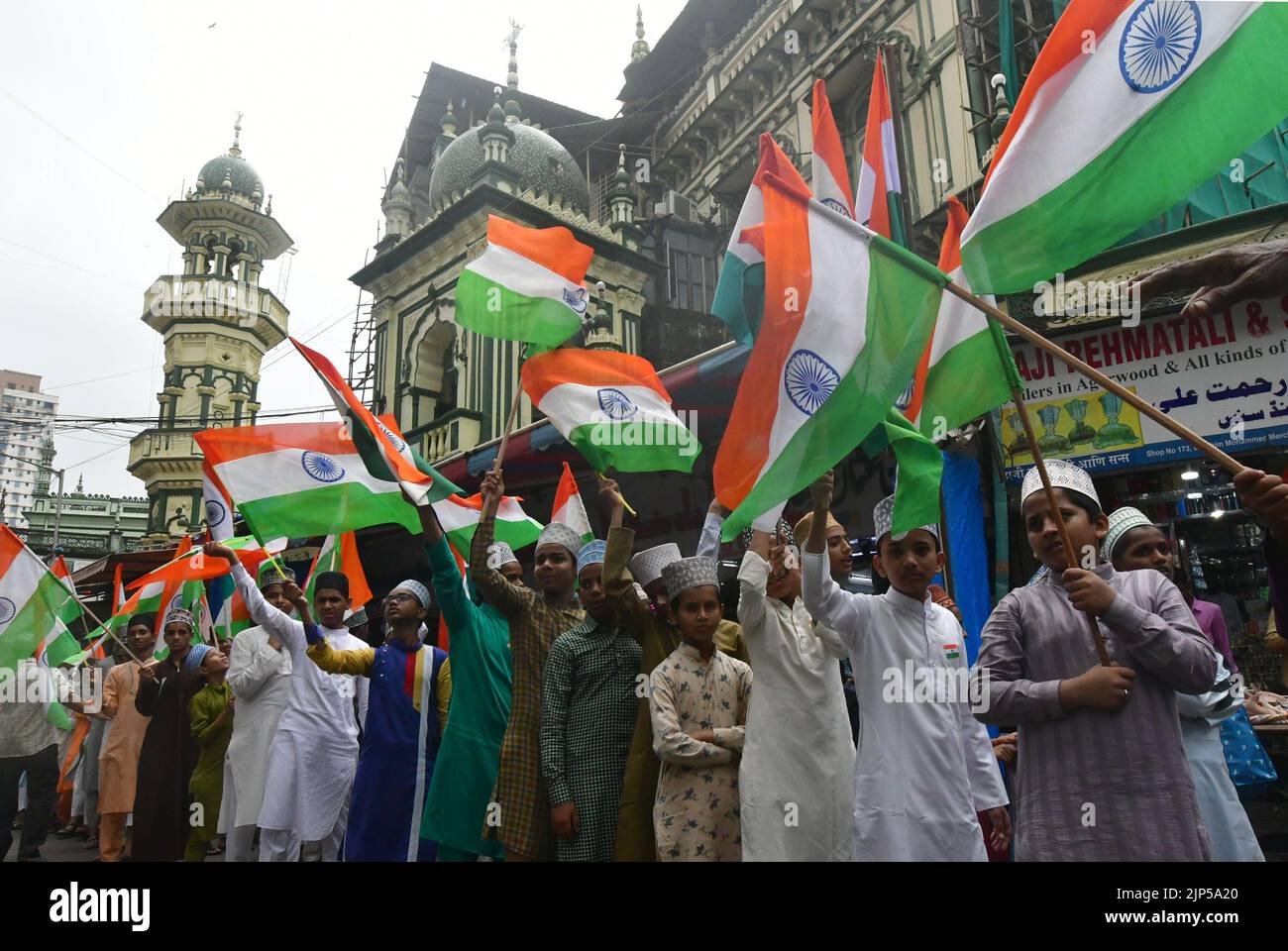 MUMBAI, INDIA – AUGUST 15: Members of the Muslim community hold a ...