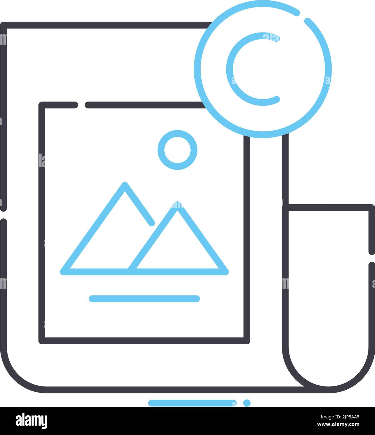 copyright line icon, outline symbol, vector illustration, concept sign ...