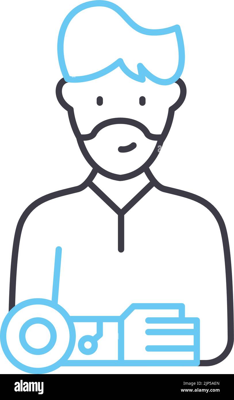 cyber people line icon, outline symbol, vector illustration, concept ...