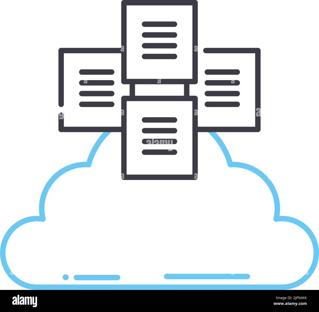 cloud document line icon, outline symbol, vector illustration, concept ...