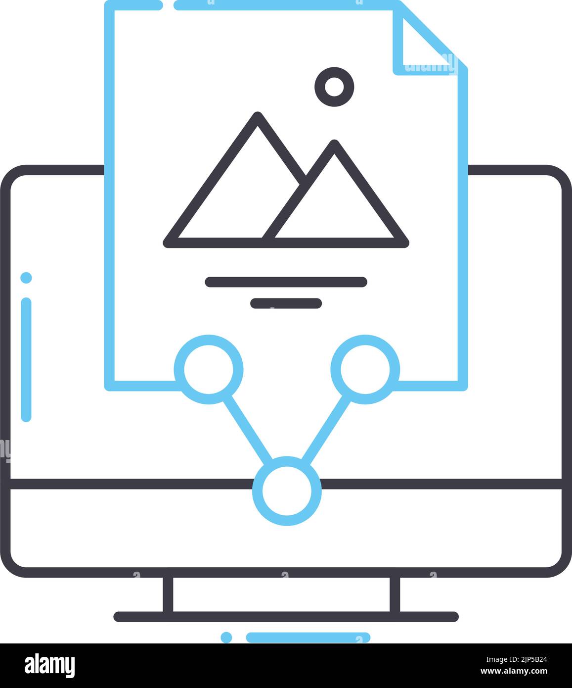 content sharing process line icon, outline symbol, vector illustration, concept sign Stock ...