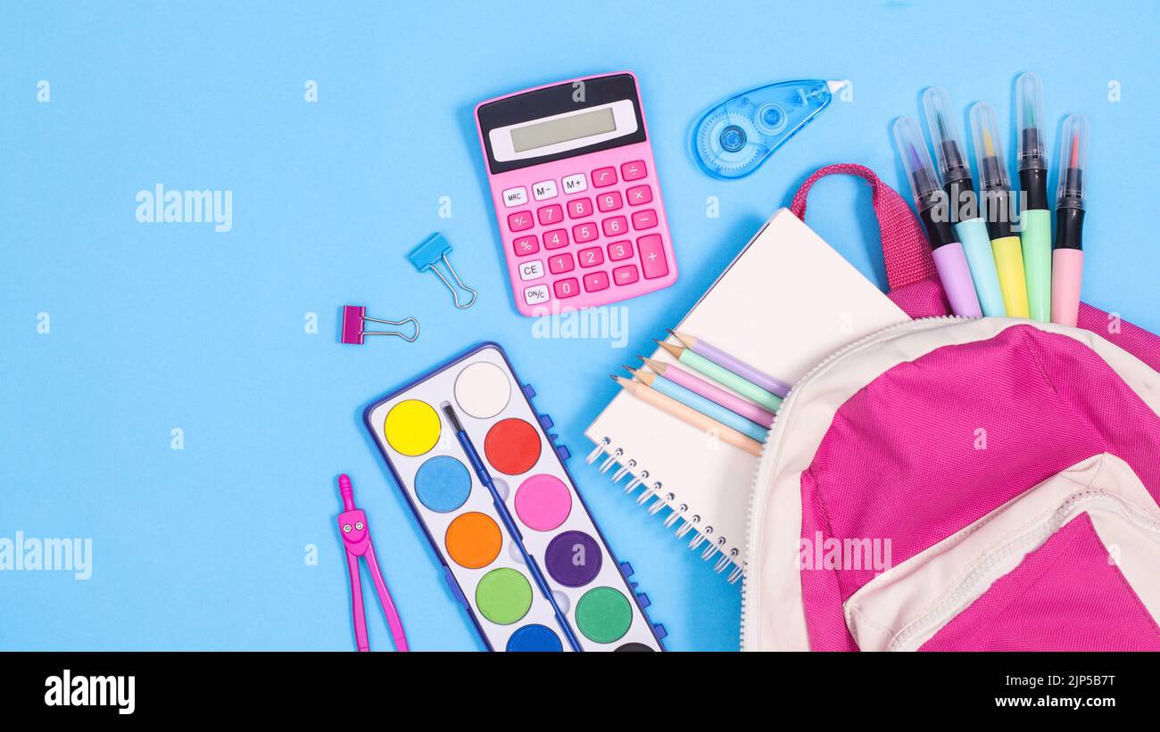 Pastel blue school notebook hi-res stock photography and images - Alamy