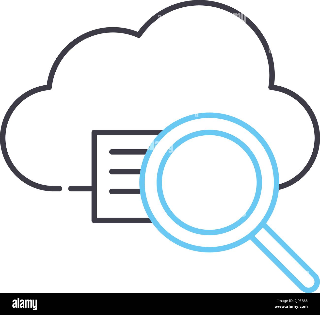 cloud data search line icon, outline symbol, vector illustration ...