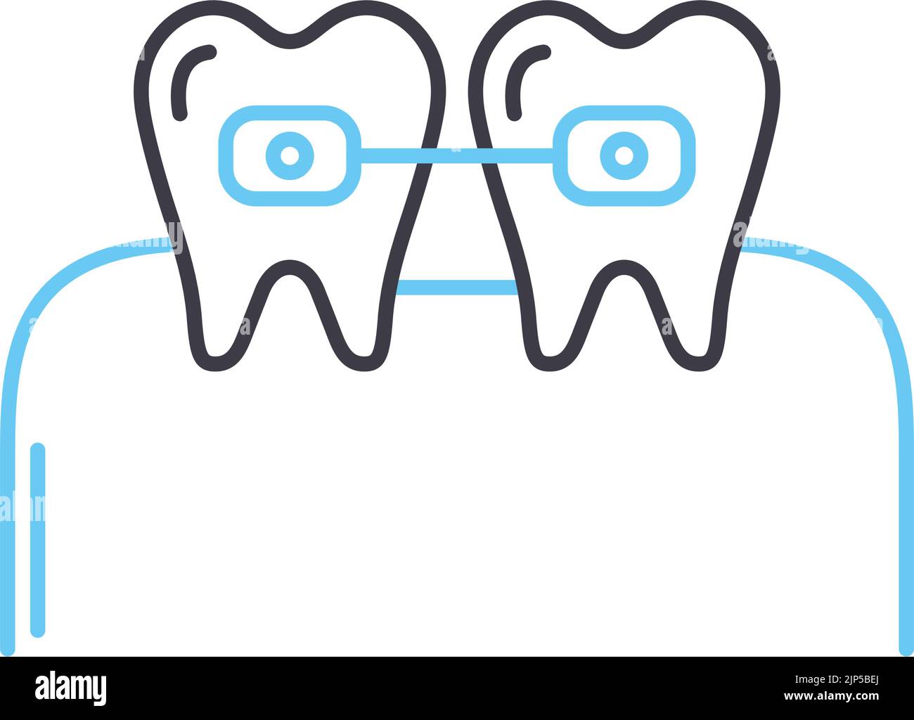 dental braces line icon, outline symbol, vector illustration, concept ...