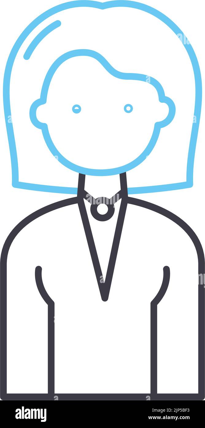 employee avatar line icon, outline symbol, vector illustration, concept ...