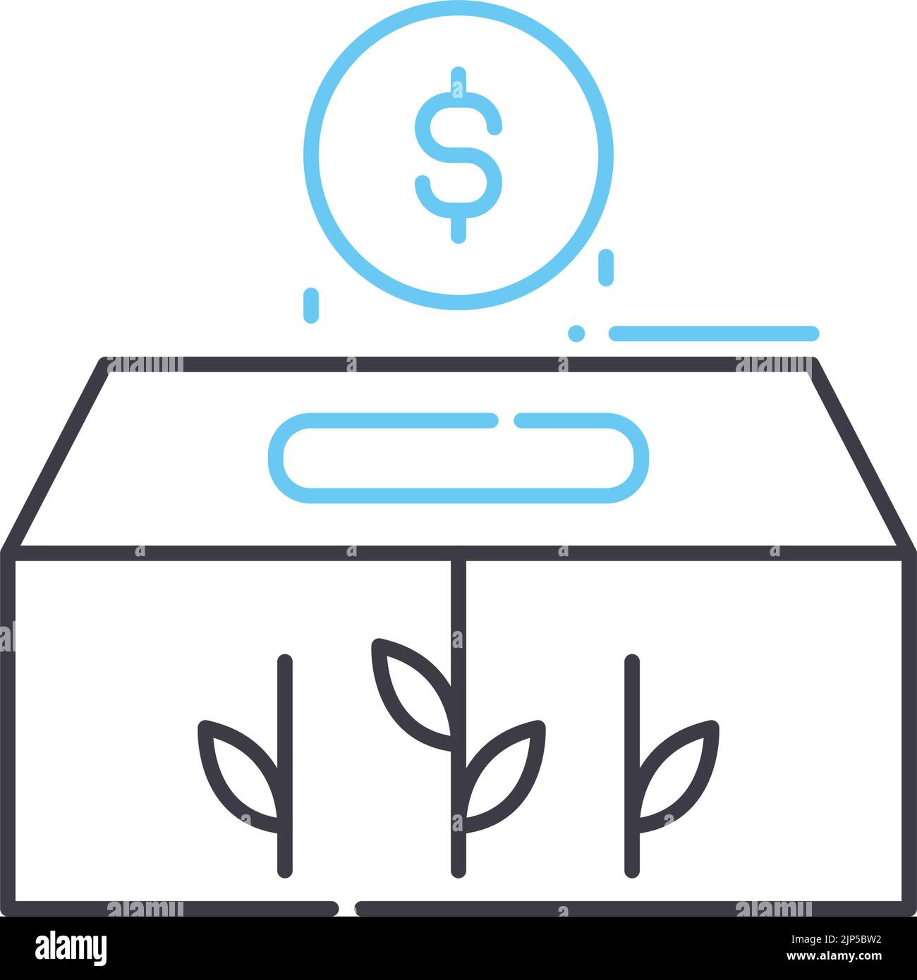 charity box line icon, outline symbol, vector illustration, concept ...