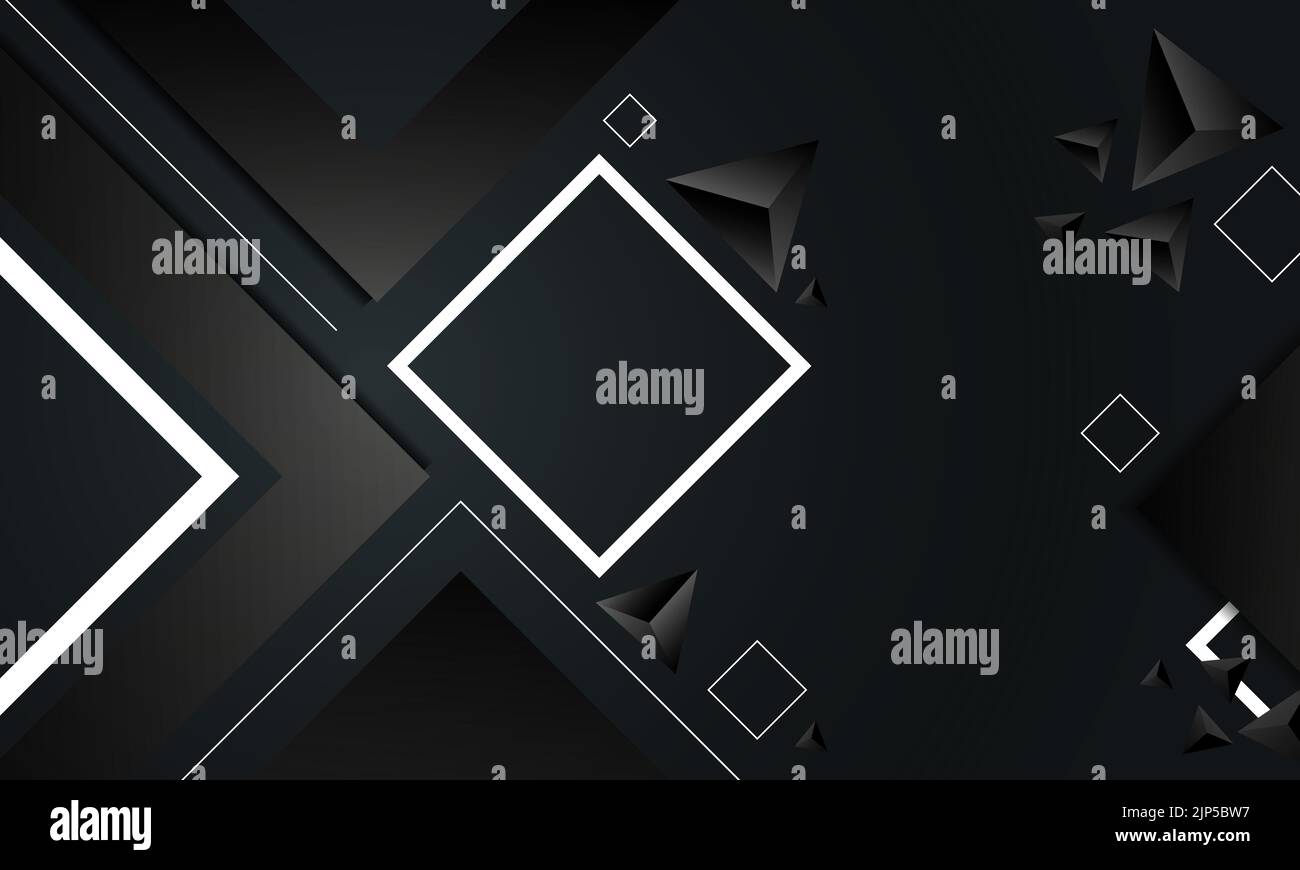 An abstract design of white square outlines on black background Stock ...