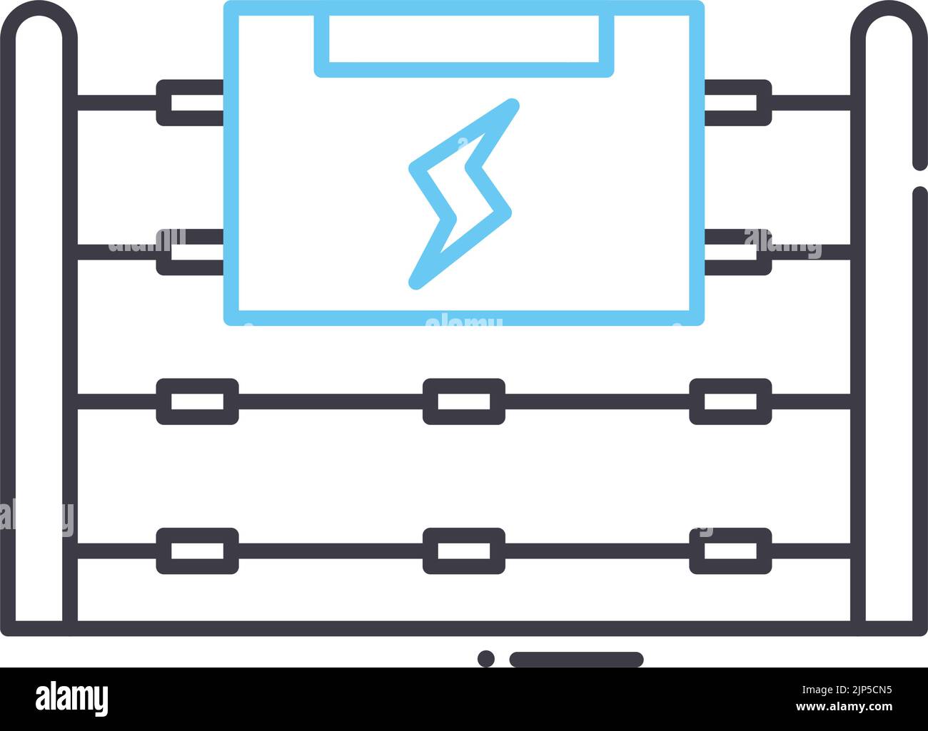 electric fence line icon, outline symbol, vector illustration, concept ...