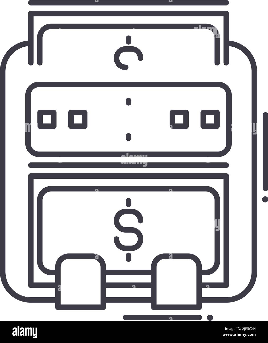 cash register line icon, outline symbol, vector illustration, concept ...