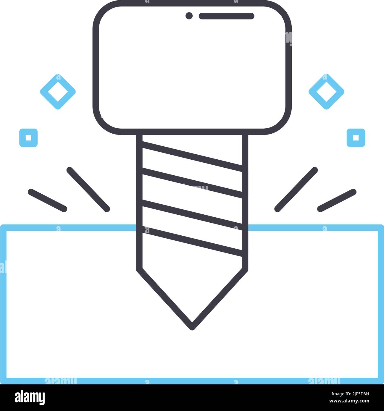 drill line icon, outline symbol, vector illustration, concept sign ...