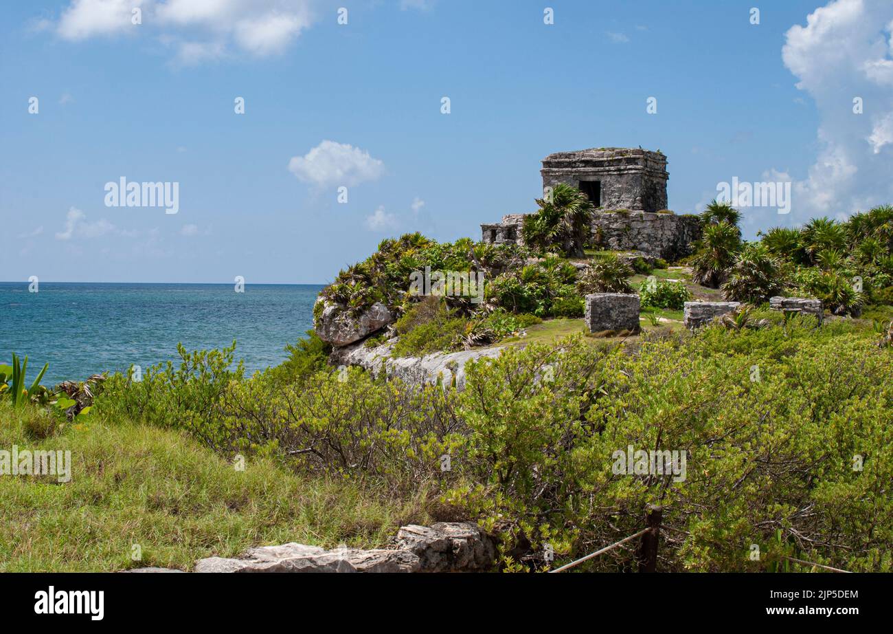 Ancient Mayan ruins at Tulum's Archaeological Zone in Tulum, Quintana ...
