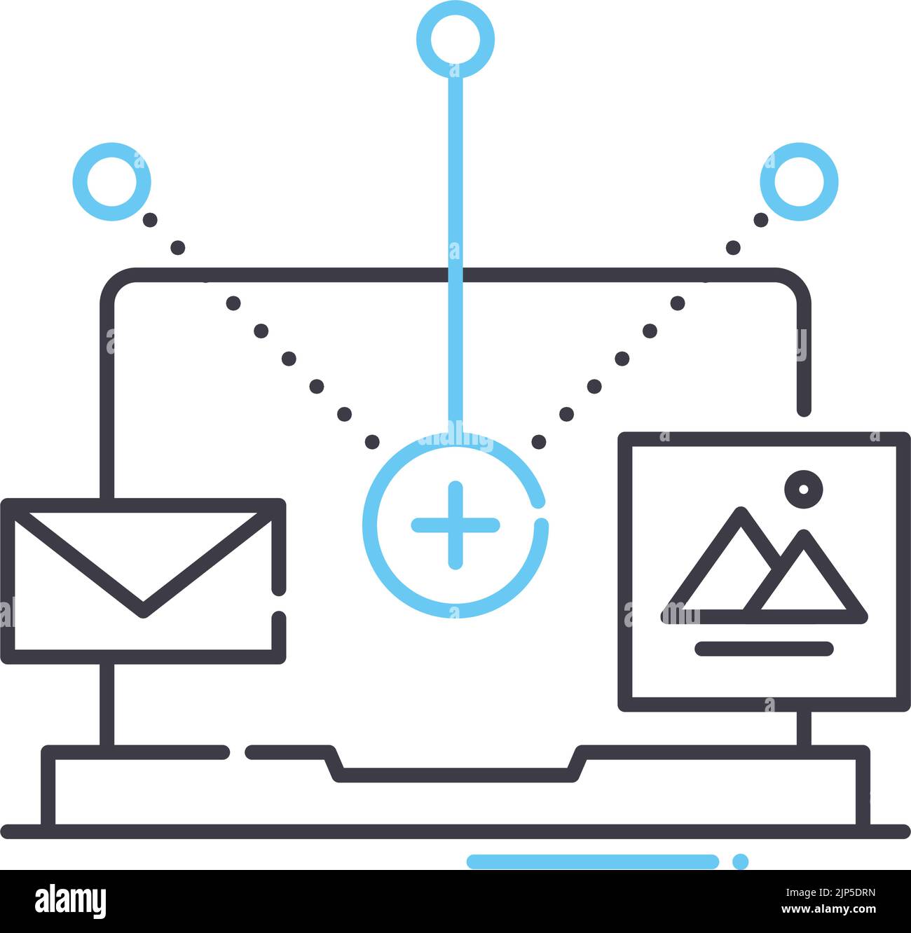 digital marketing line icon, outline symbol, vector illustration ...