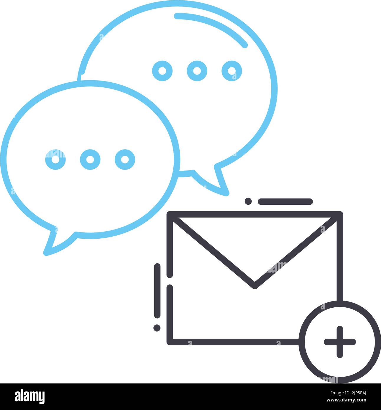 e-mail support line icon, outline symbol, vector illustration, concept ...