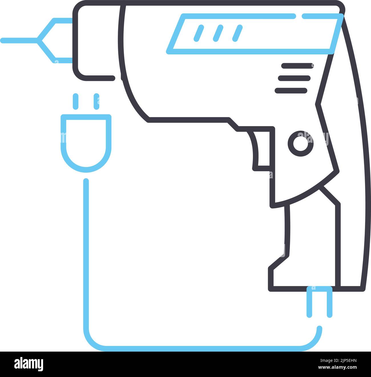 electric drill line icon, outline symbol, vector illustration, concept ...