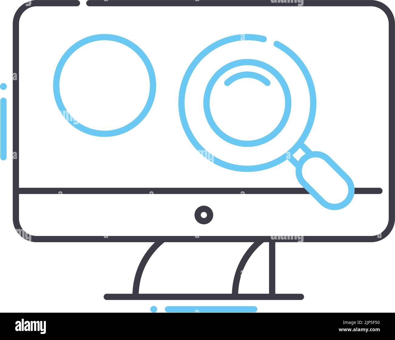 computer financial analysis line icon, outline symbol, vector ...
