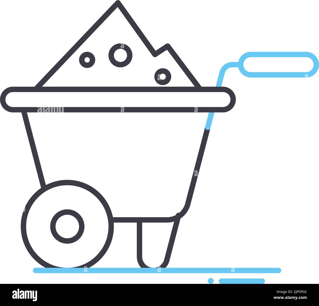 construction cart line icon, outline symbol, vector illustration ...