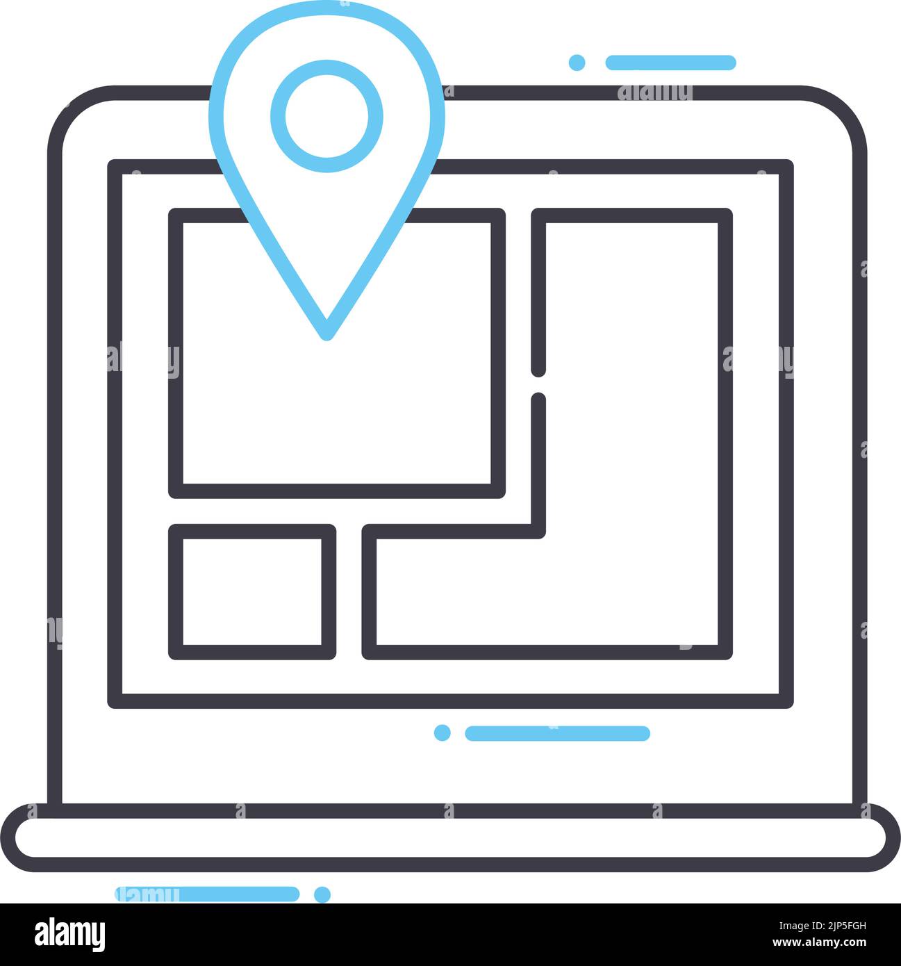 computer map line icon, outline symbol, vector illustration, concept ...